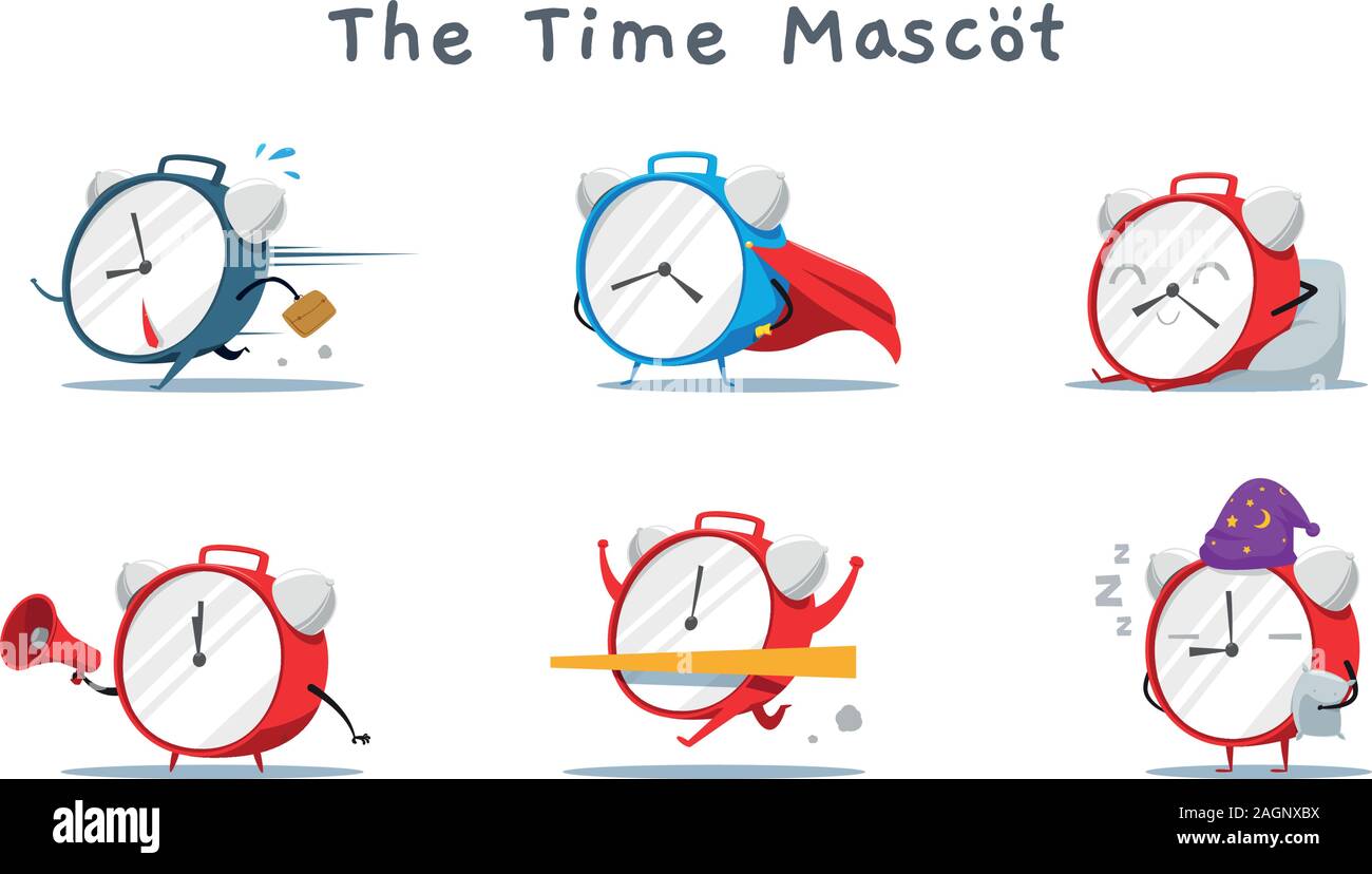 A set of Cute Time Mascot. Vector Illustration Stock Vector Image & Art ...