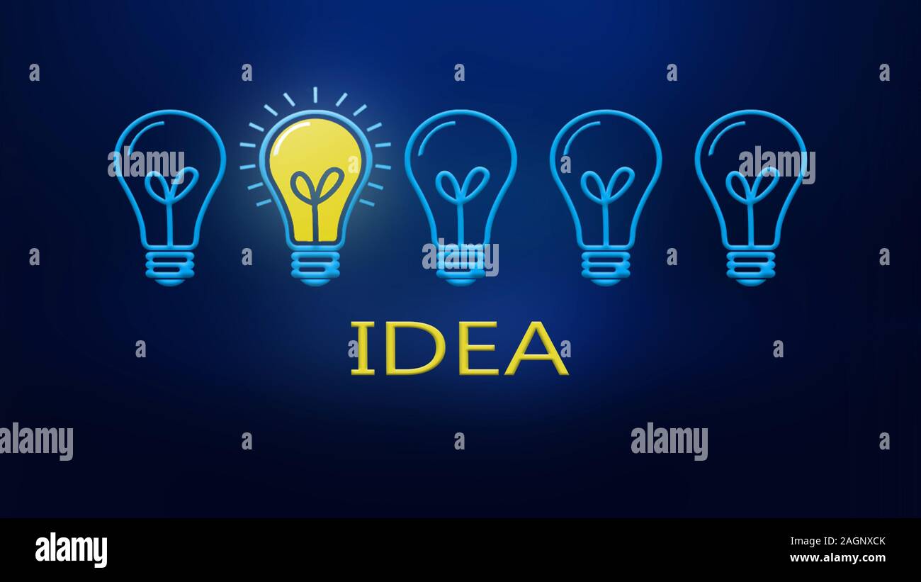 Idea bulbs electric and a light as a concept of the new Background blue ...