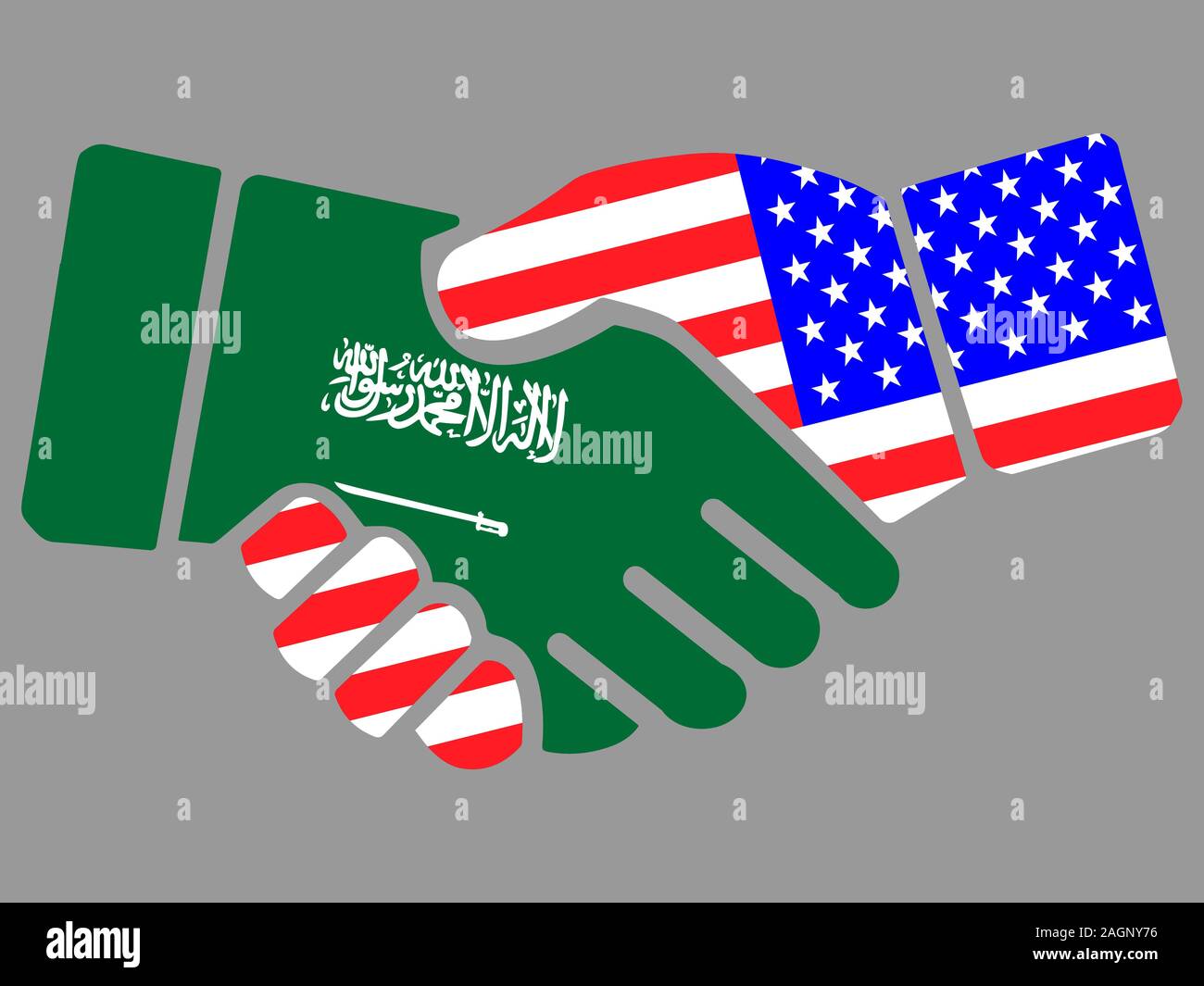 Saudi Arabia and USA flags Handshake vector Stock Vector Image & Art ...