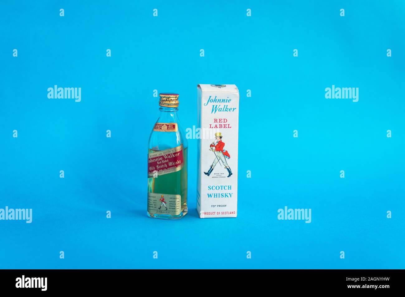 1960s 1970s Johnnie Walker Red Label scotch whisky miniature bottle and ...