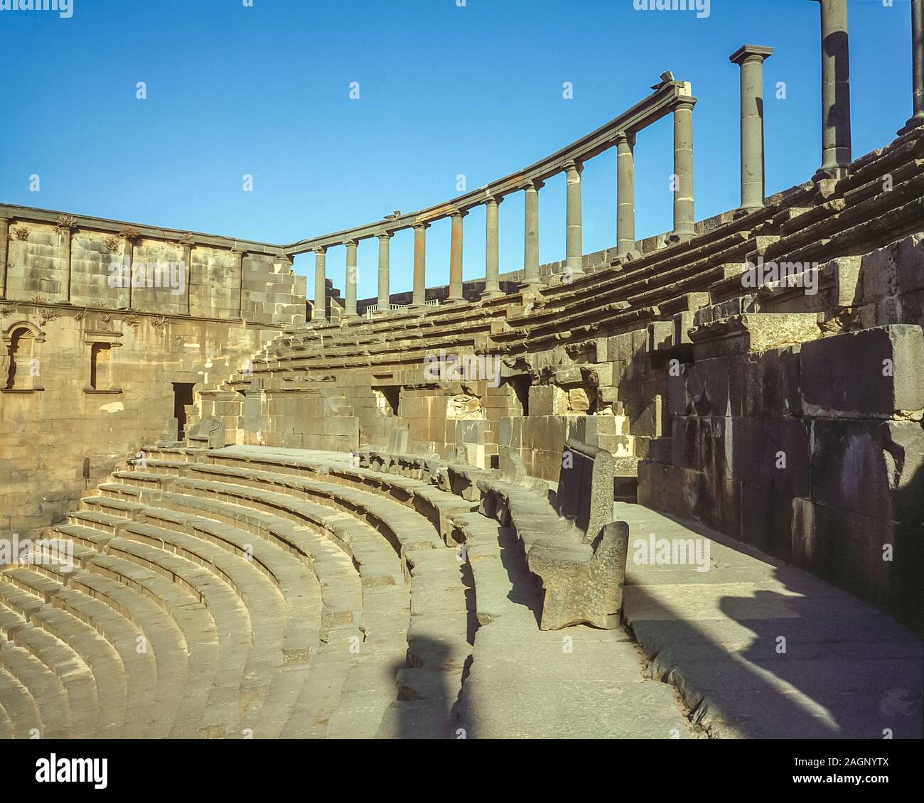 Syria. The Roman amphitheatre at the first century Roman city of Bosra ...