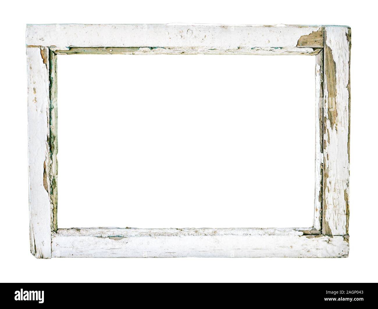 Old wooden window frame on a white background Stock Photo - Alamy