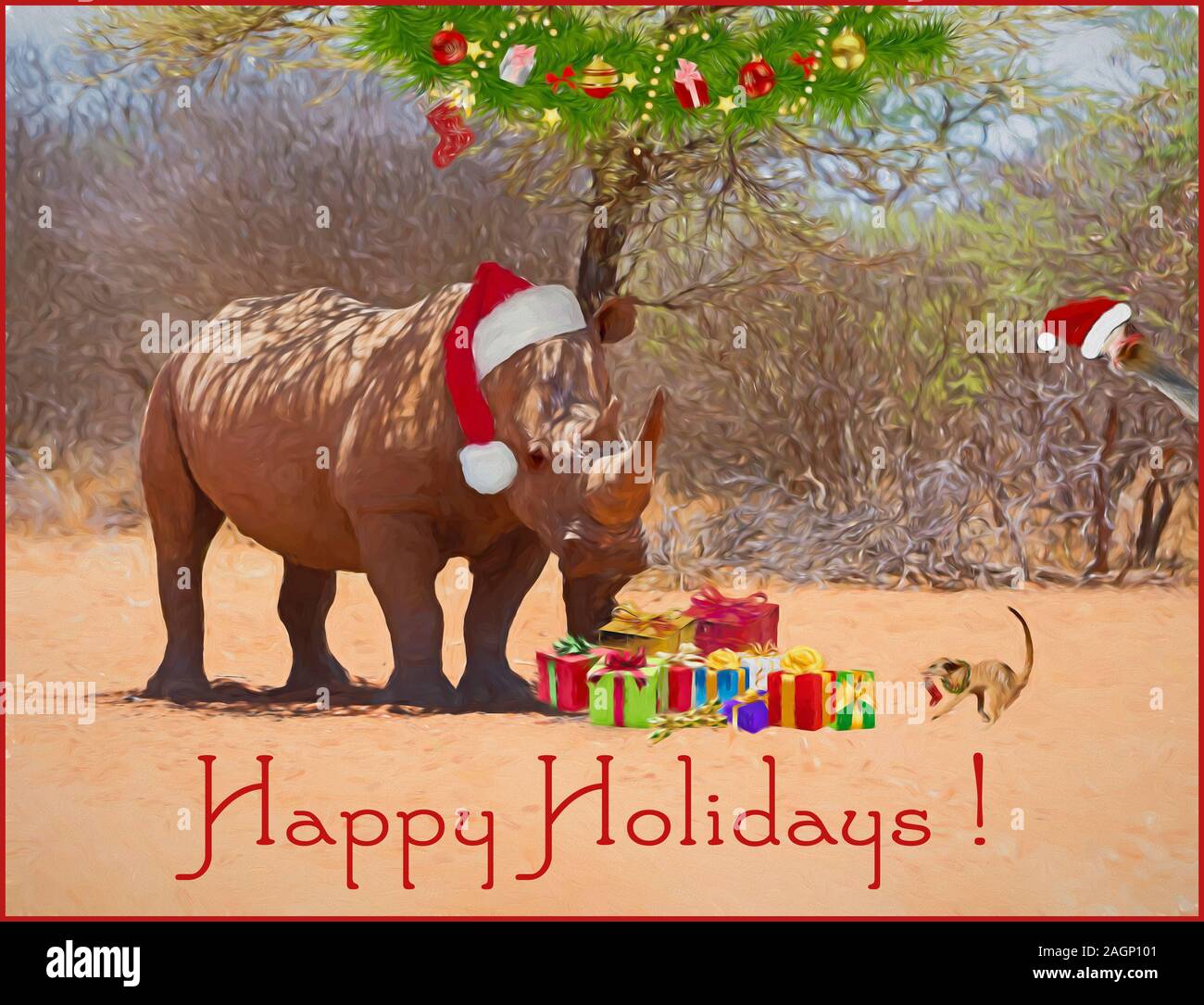 A Rhino Holiday Greeting Card Stock Photo - Alamy