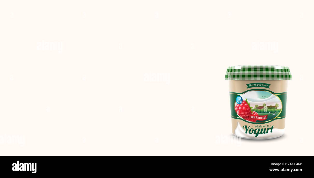 New raspberry Yogurt packaging design with rural farm label with trees ...