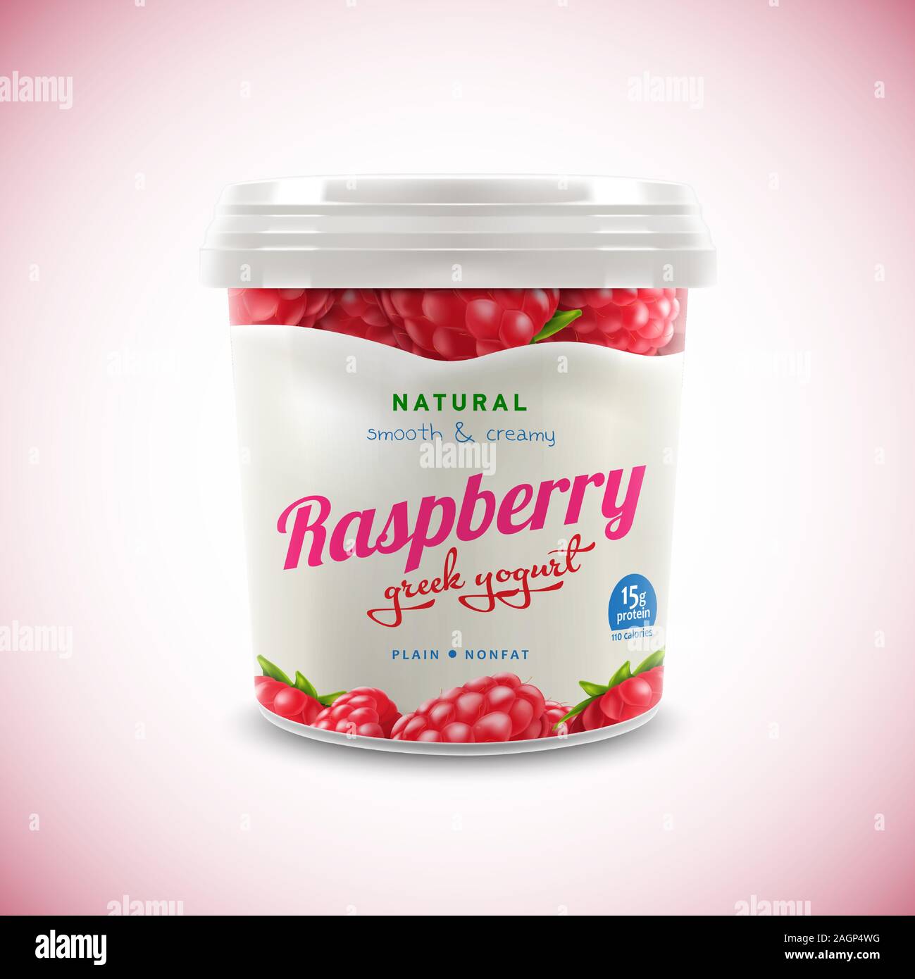 Natural Greek Yogurt packaging container design. Illustration of zero ...