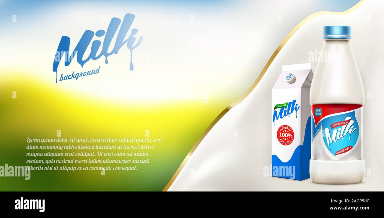 Vector milk bottle, ready mockup for your design. Beverage product ...