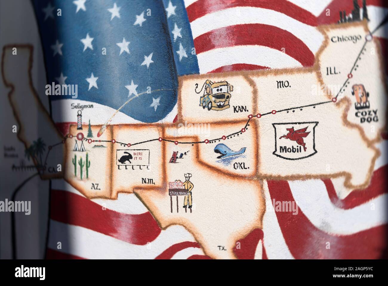 Route 66 map, Seligman, Arizona Stock Photo - Alamy