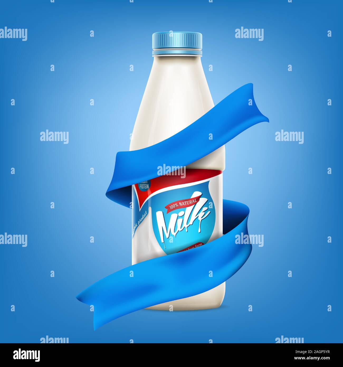 Vector milk bottle, ready mockup for your design. Beverage product ...