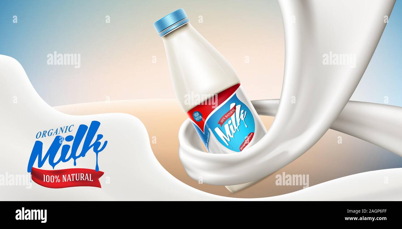 Vector milk bottle, ready mockup for your design. Beverage product ...