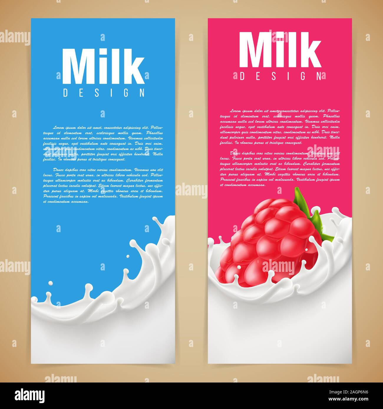 Milk design vector illustration with milk splash and raspberry Stock ...