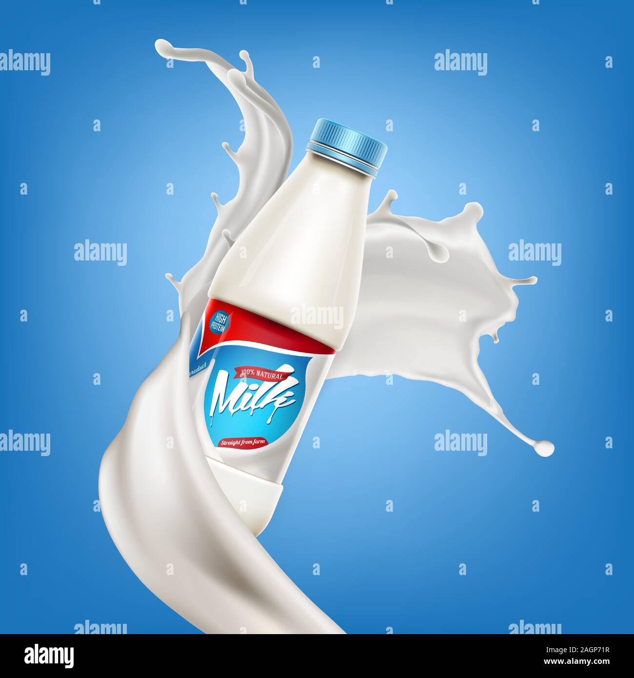 Vector milk bottle, ready mockup for your design. Beverage product ...