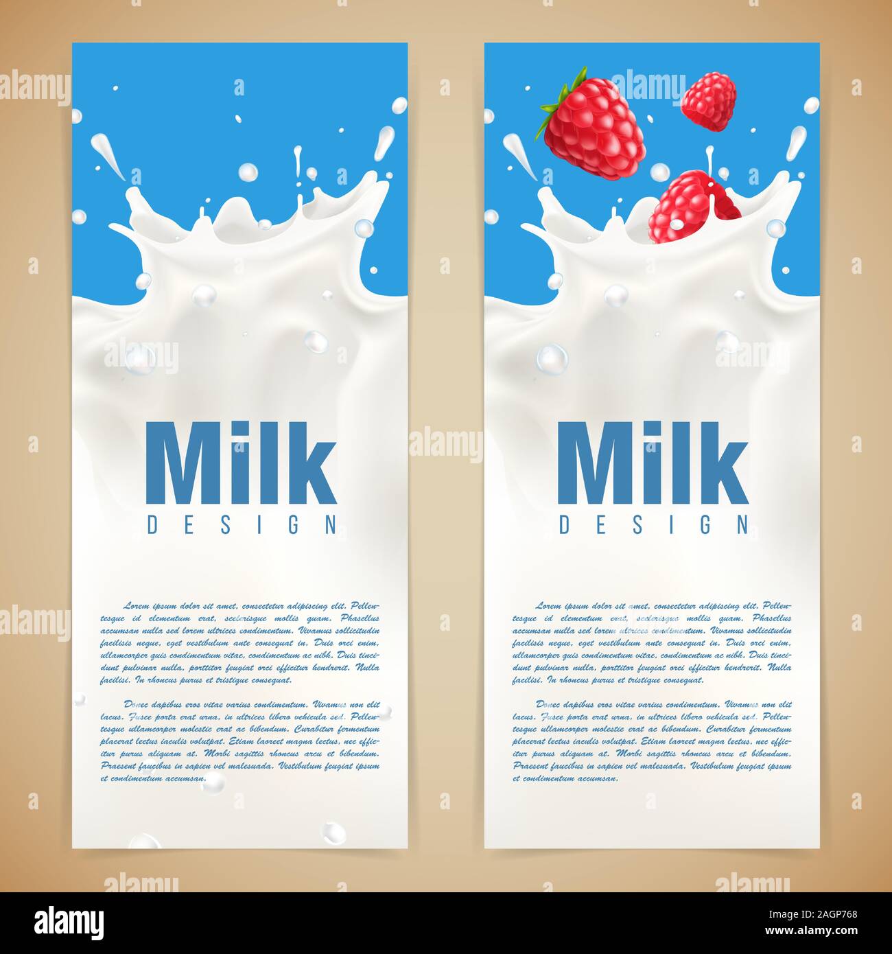 Milk design vector illustration with milk splash and raspberry Stock ...