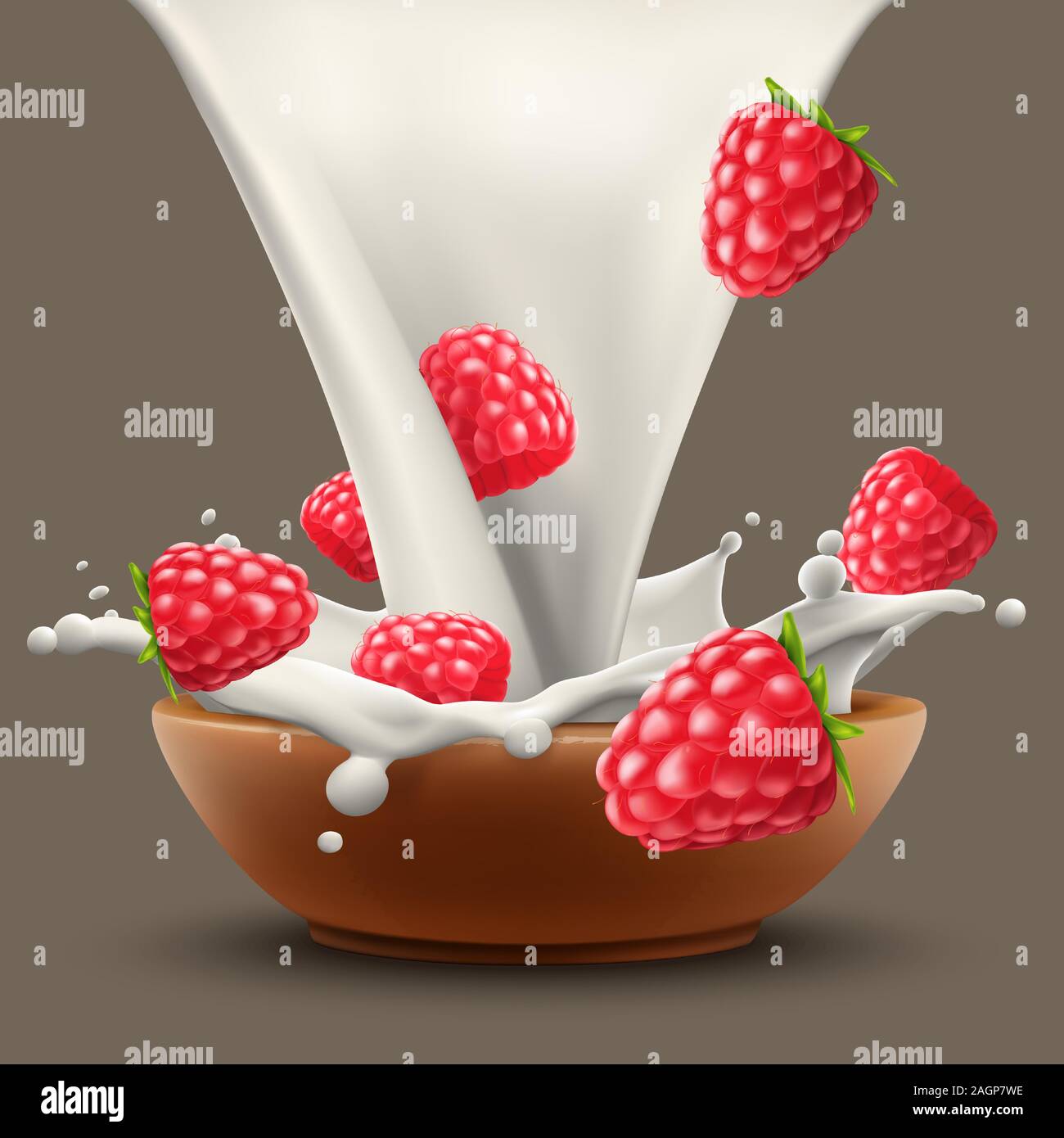 Cream pouring fruit Stock Vector Images - Alamy