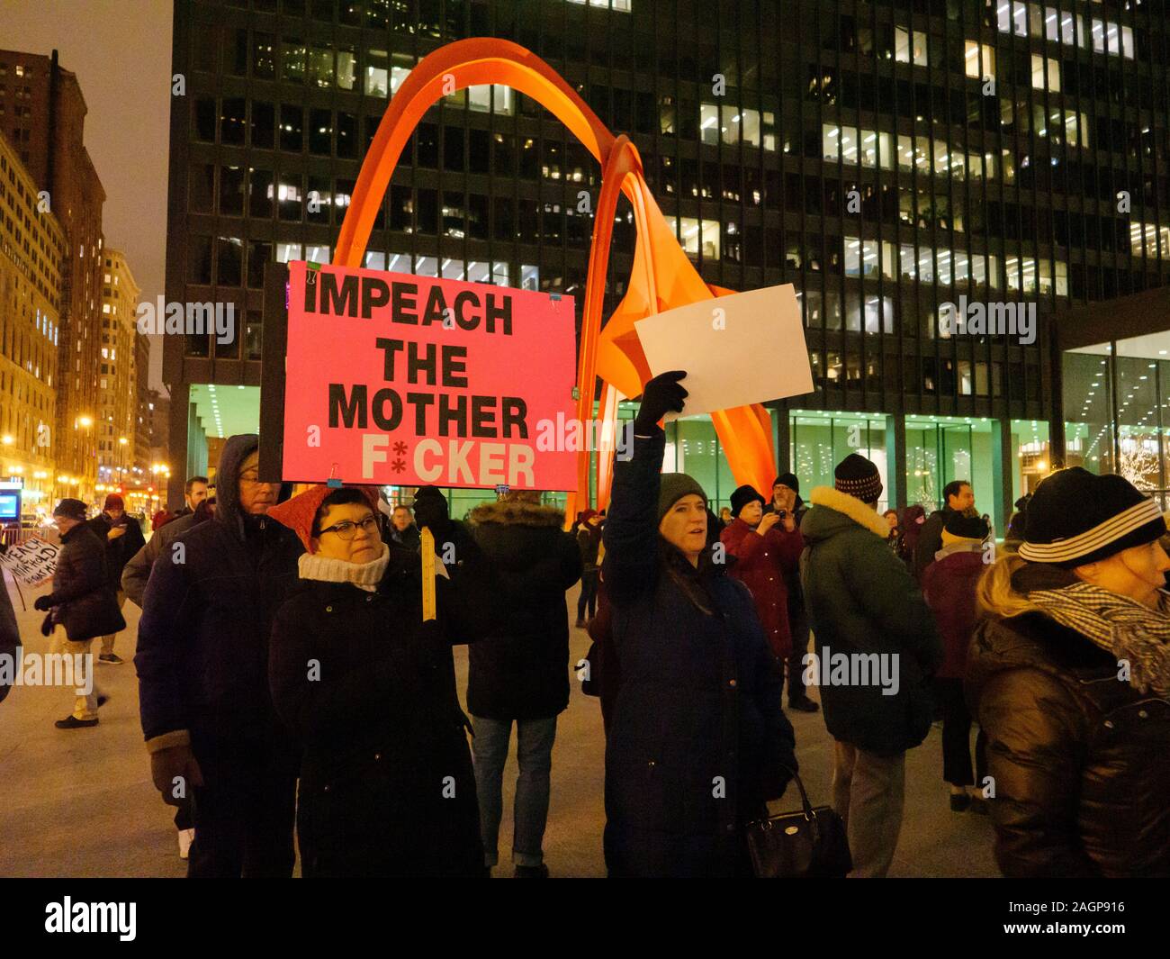 Chicago, Illinois, USA. 17th December 2019. Protesters rally in Federa ...