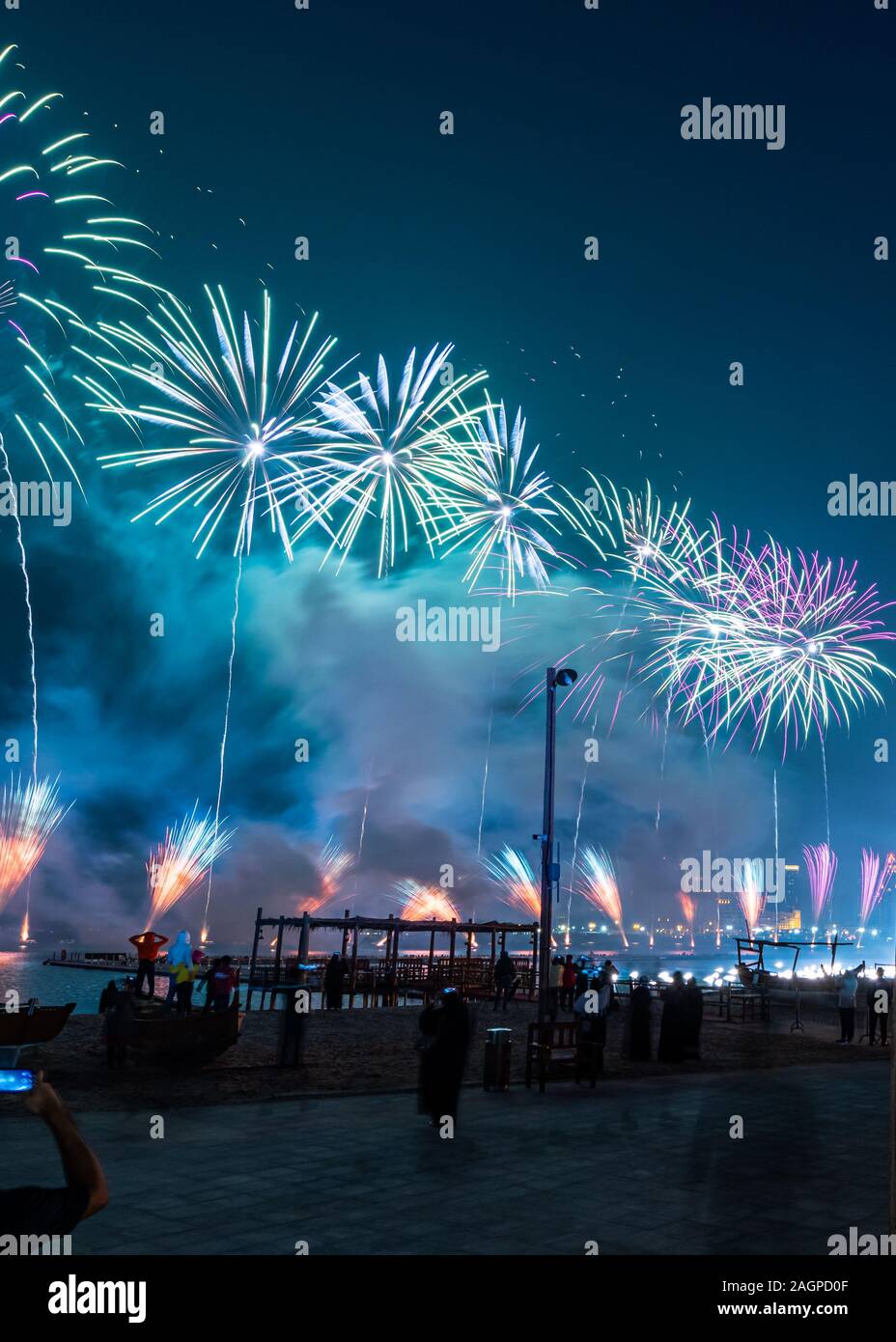 Qatar National Day Fireworks in Katara Cultural Village Stock Photo - Alamy