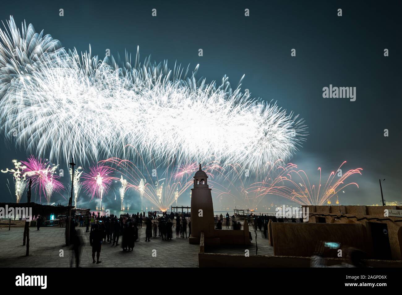 Qatar National Day Fireworks in Katara Cultural Village Stock Photo - Alamy