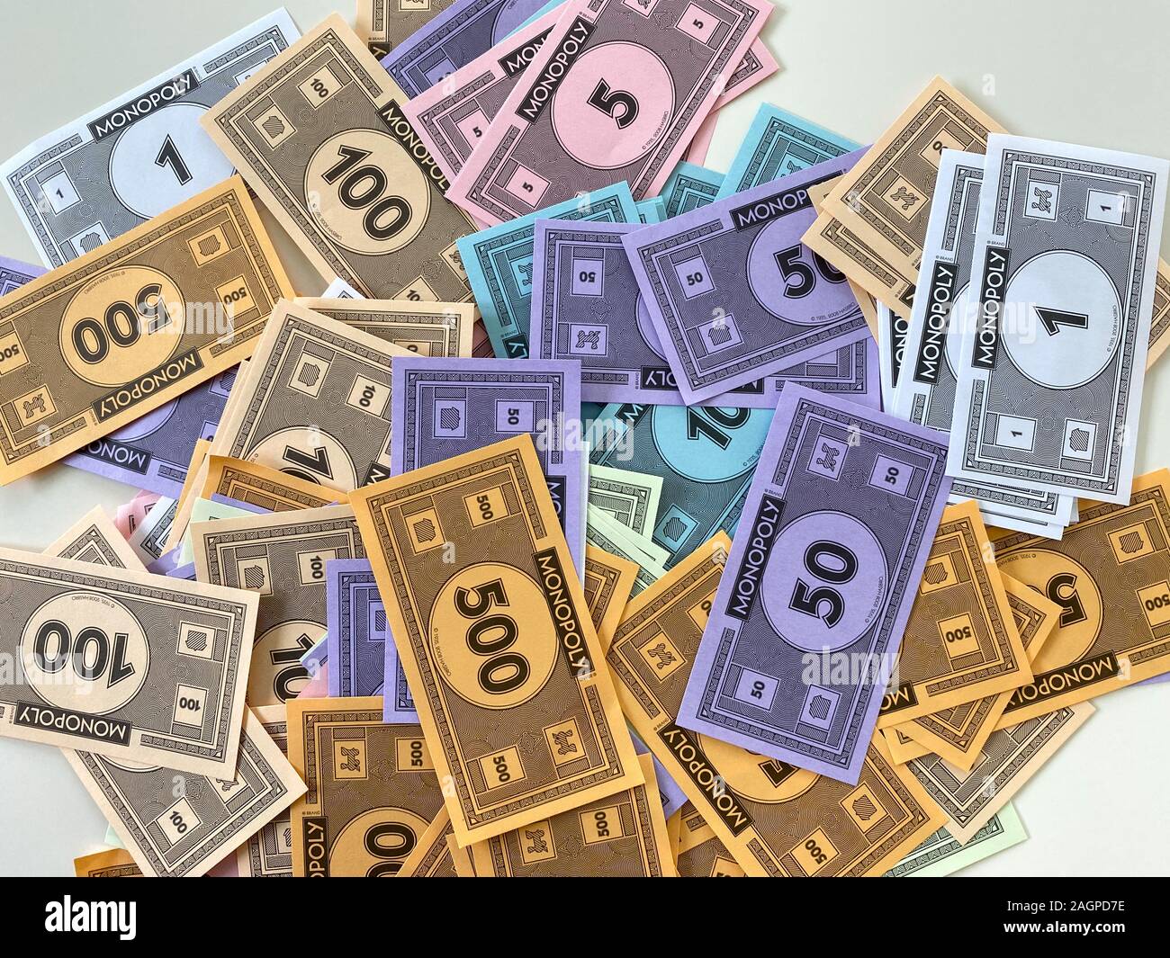 Monopoly game money pile hi-res stock photography and images - Alamy