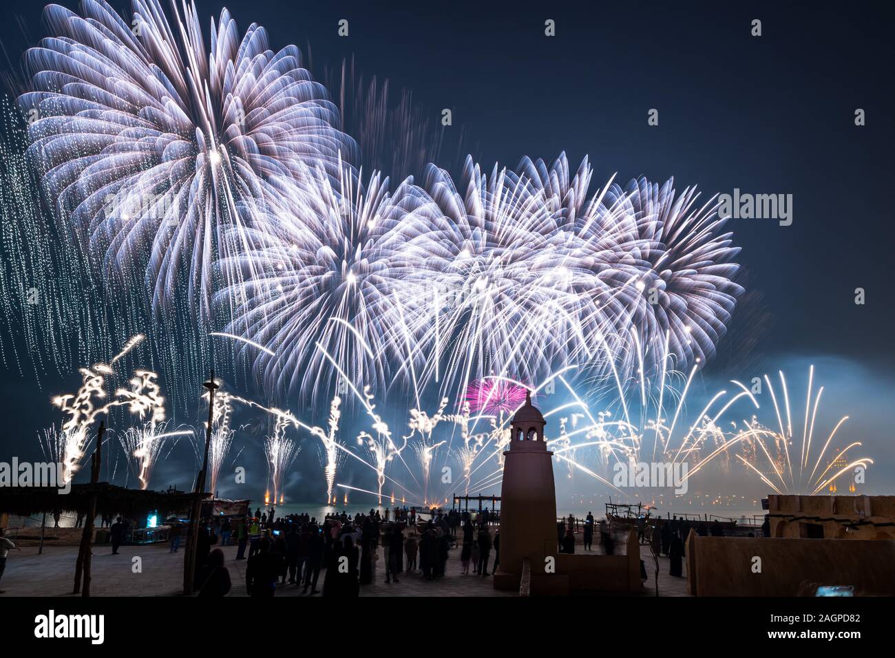 Qatar National Day Fireworks in Katara Cultural Village Stock Photo - Alamy