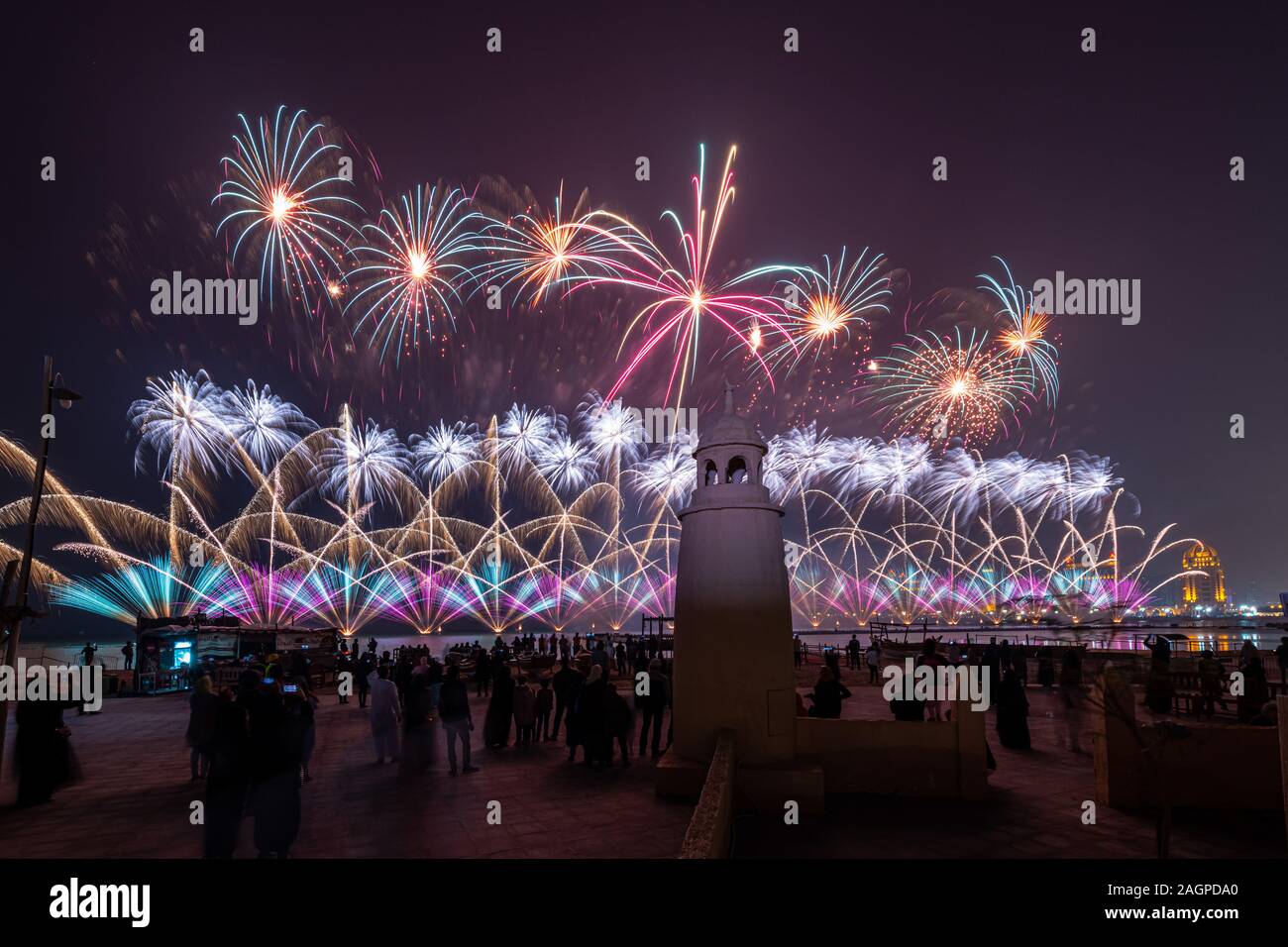 Qatar National Day Fireworks in Katara Cultural Village Stock Photo - Alamy