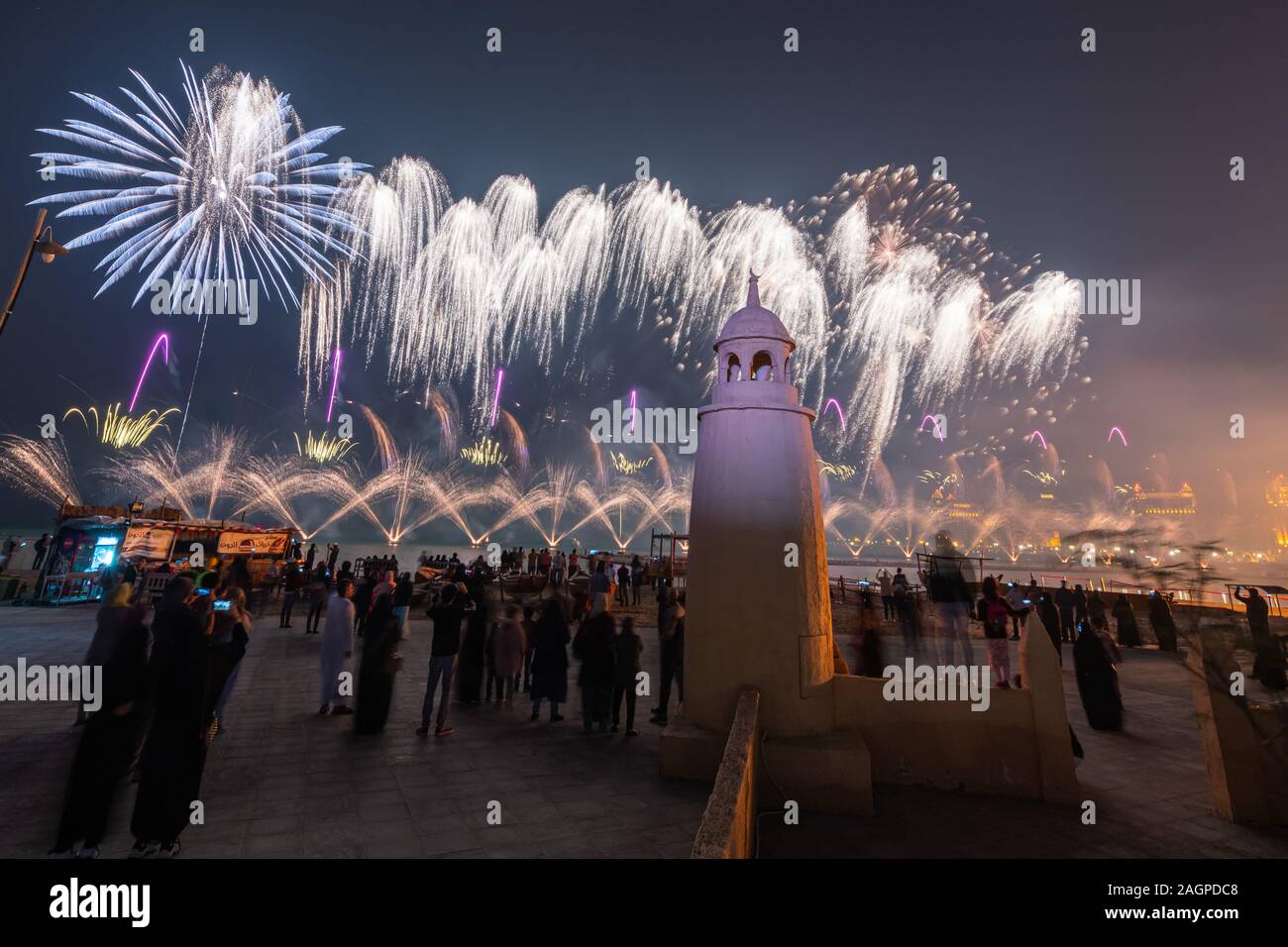 Qatar National Day Fireworks in Katara Cultural Village Stock Photo - Alamy