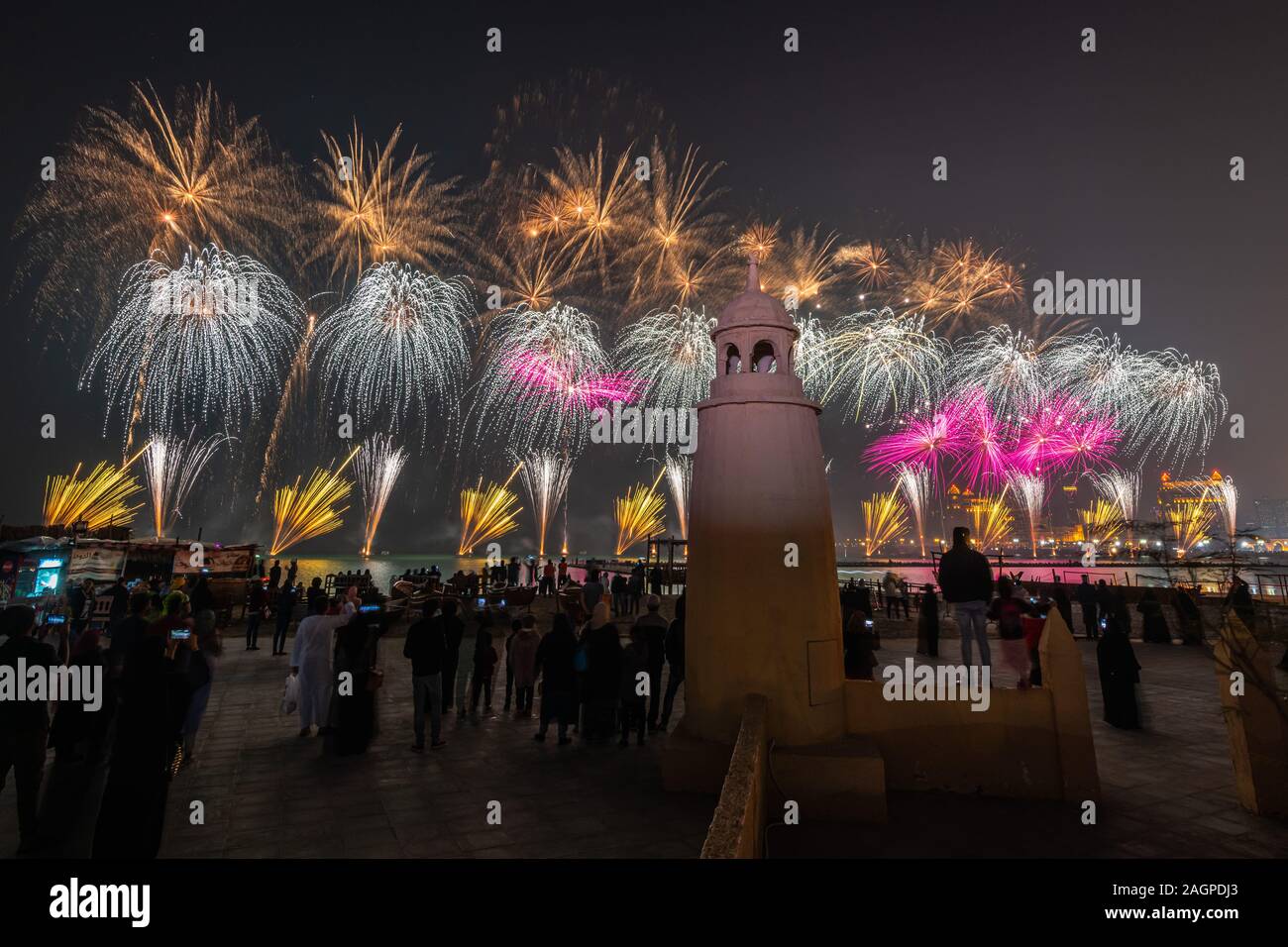 Qatar National Day Fireworks in Katara Cultural Village Stock Photo - Alamy