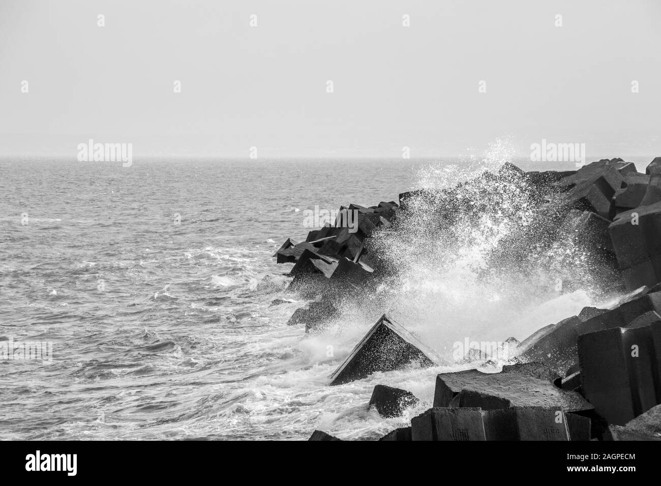 Battering waves Black and White Stock Photos & Images - Alamy