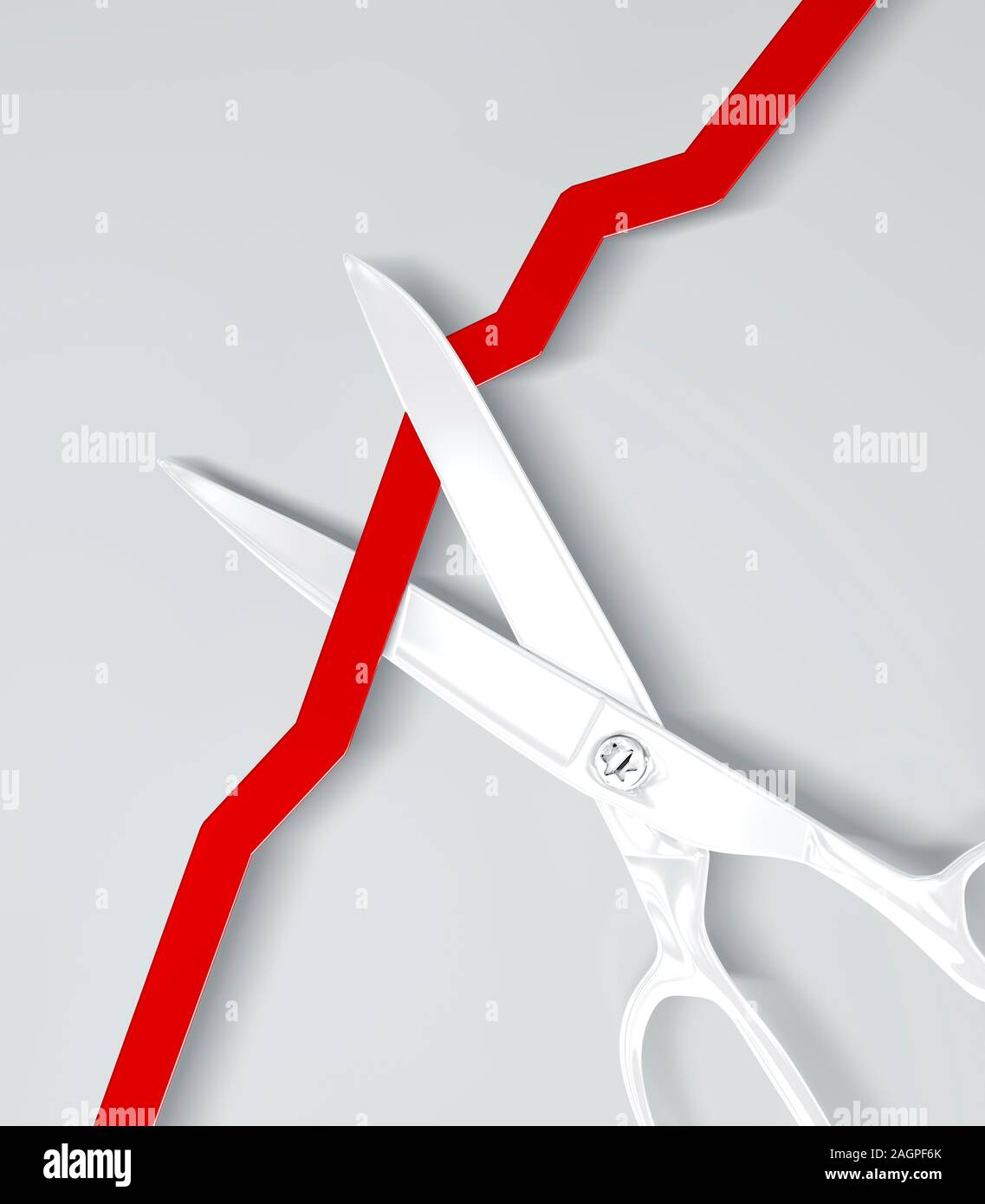 Scissors cutting a rising line graph, illustration Stock Photo - Alamy