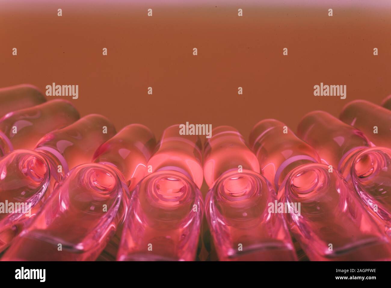 Glass medical ampoule vial for injection. Medicine is liquid sodium ...