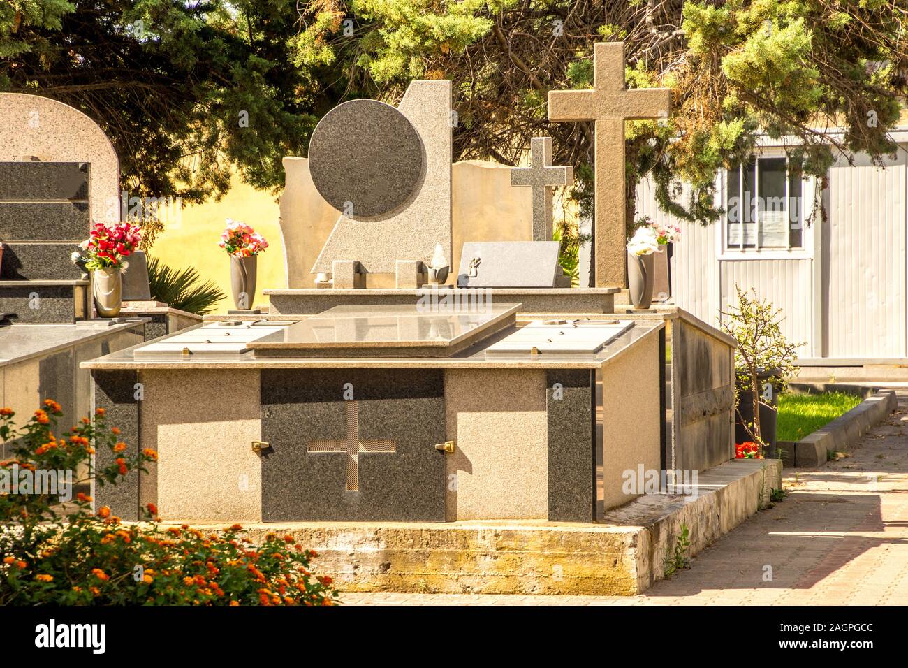 A view of a typical and amazingly well kept graveyard, in Sicily, Italy ...