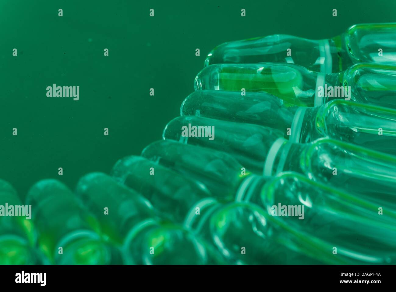 Glass medical ampoule vial for injection. Medicine is liquid sodium ...