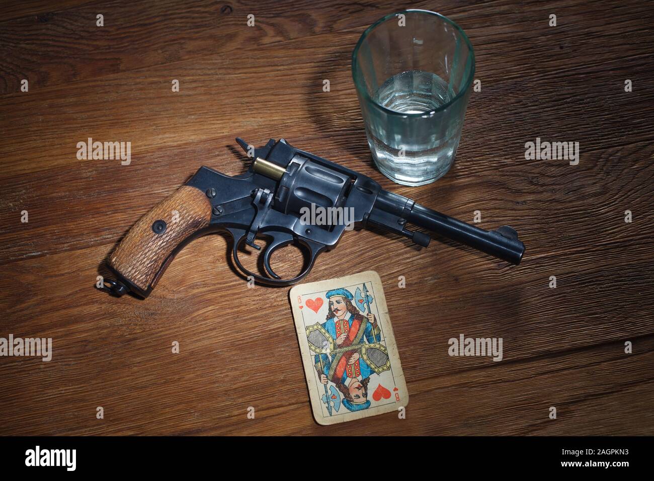 5 july 2019 - russian roulette - Jack of Hearts plaing card, glass of ...