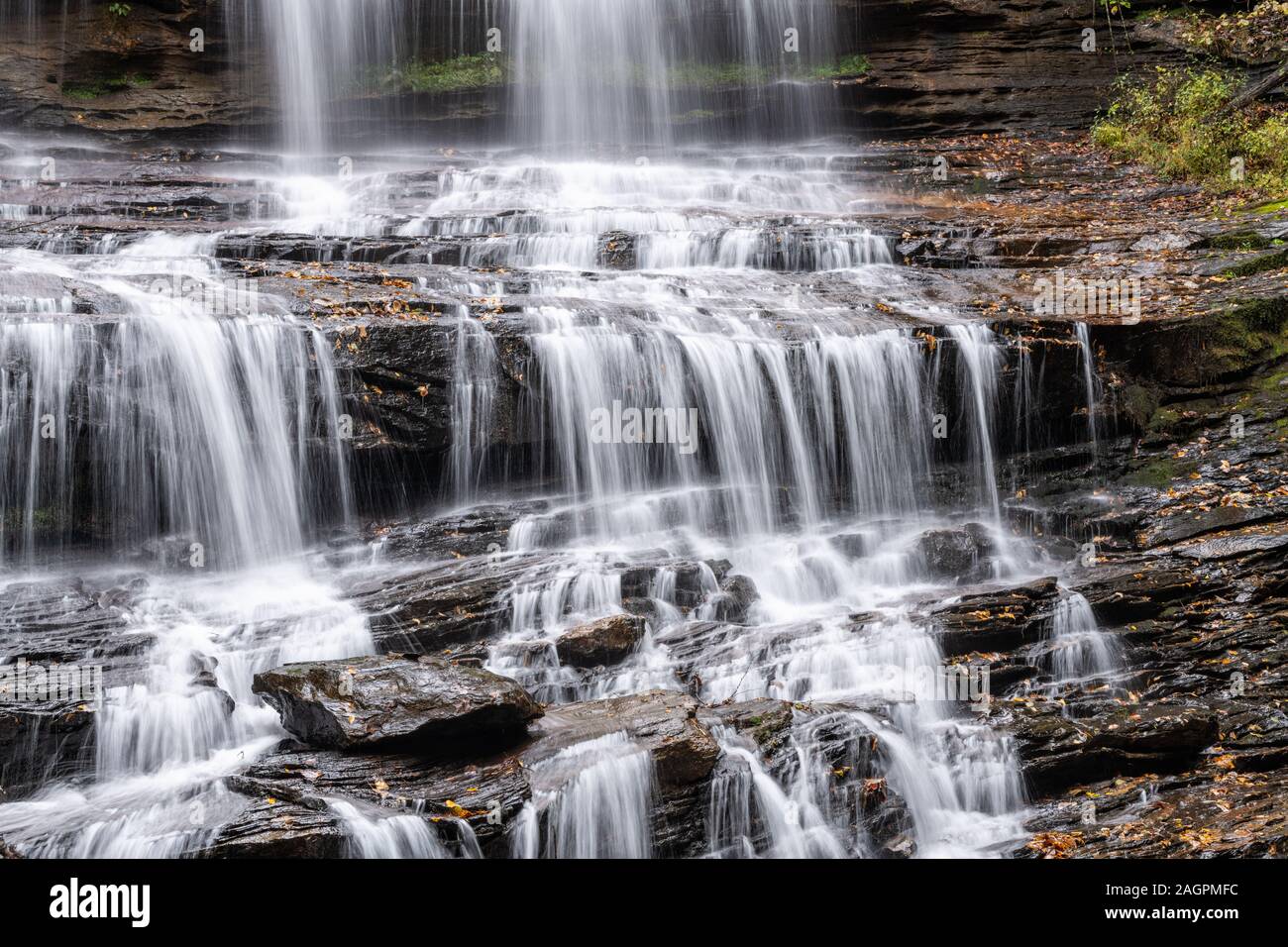 Pearsons Waterfall after heavy rainfall near Saluda in North Carolina ...