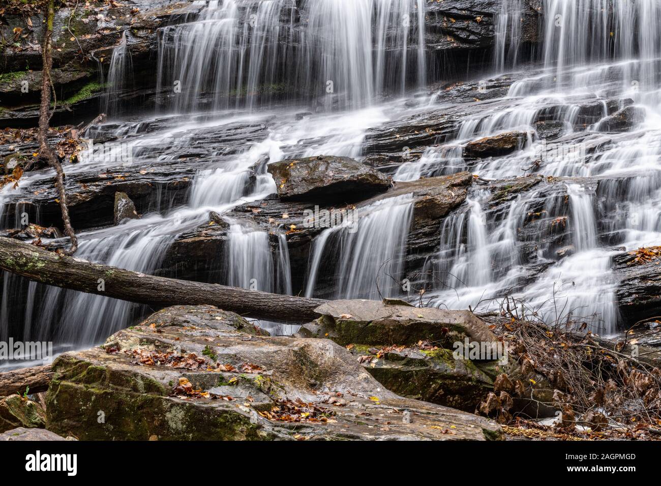 Pearsons Waterfall after heavy rainfall near Saluda in North Carolina ...