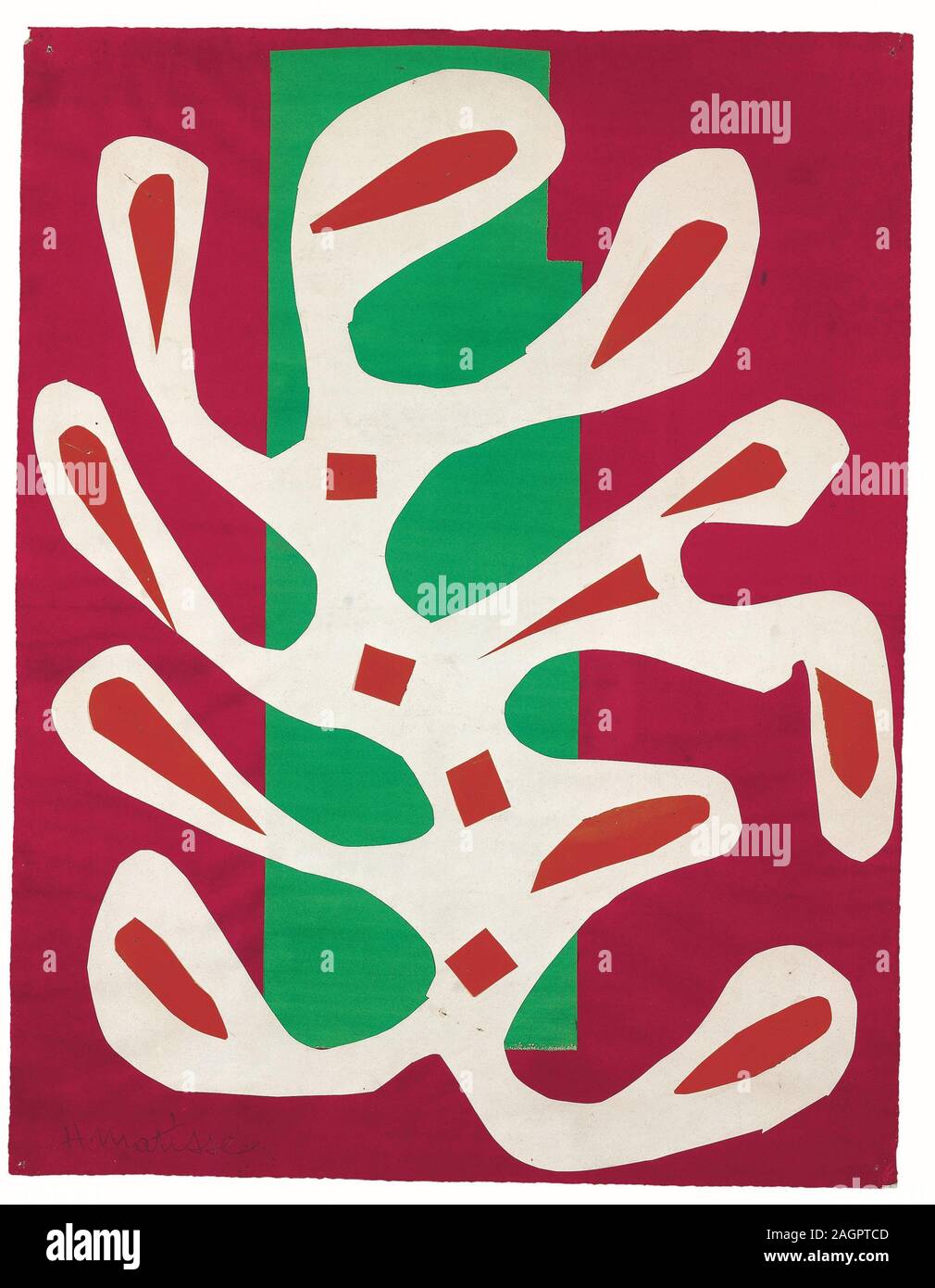 Algue blanche sur fond rouge et vert. Museum: Fondation Beyeler, Basel ...