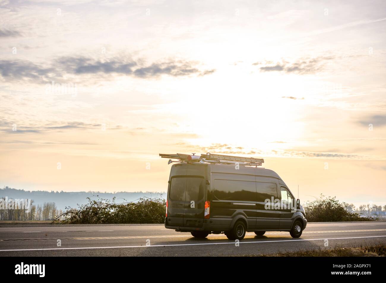 Dark comfortable compact commercial cargo mini van for local freight ...