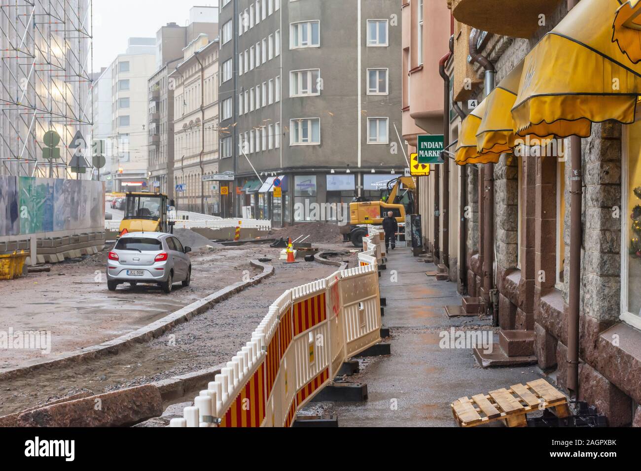 Street under construction in Hakaniemi Helsinki Finland Stock Photo - Alamy