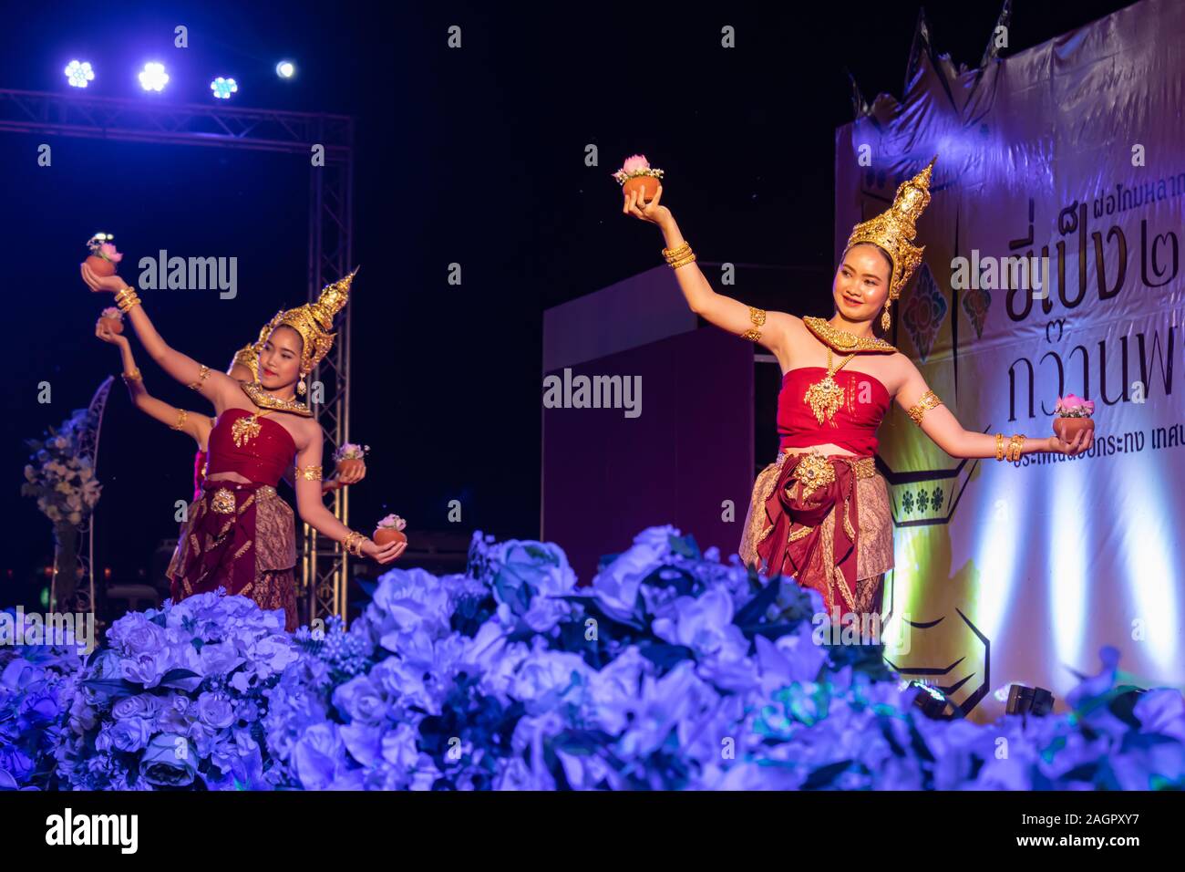 Phayao, Thailand - November 10 2019: 3 Thai Women in Traditional Dress ...