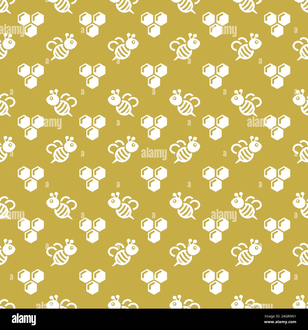 Bee and honeycomb seamless repeat pattern background Stock Photo - Alamy