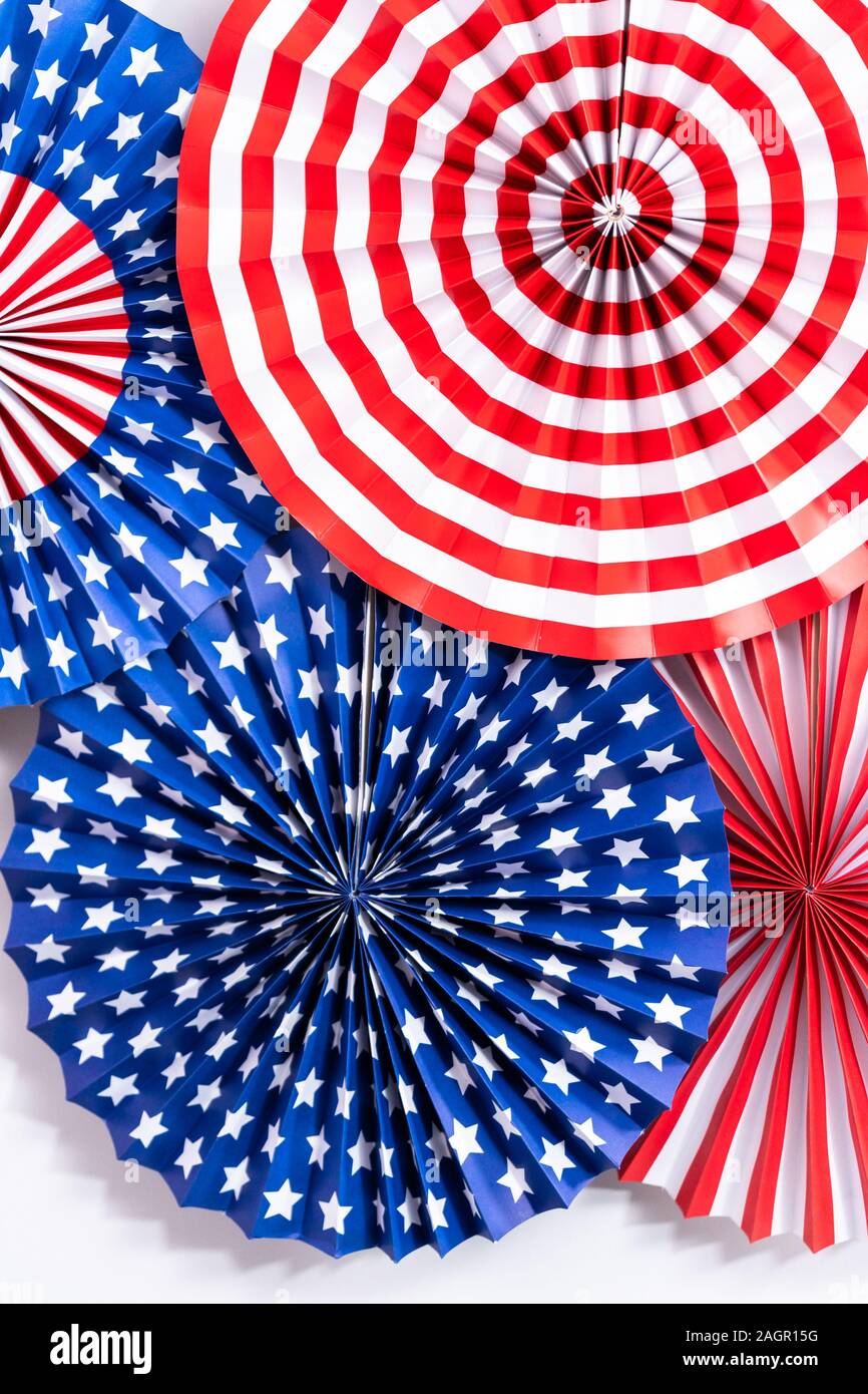 Red, white, and blue paper fans for July 4th celebration Stock Photo ...