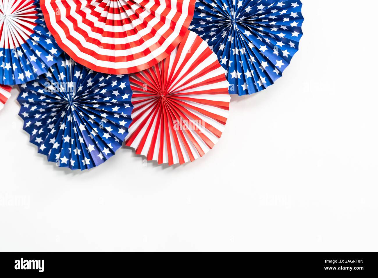 Red, white, and blue paper fans for July 4th celebration Stock Photo ...