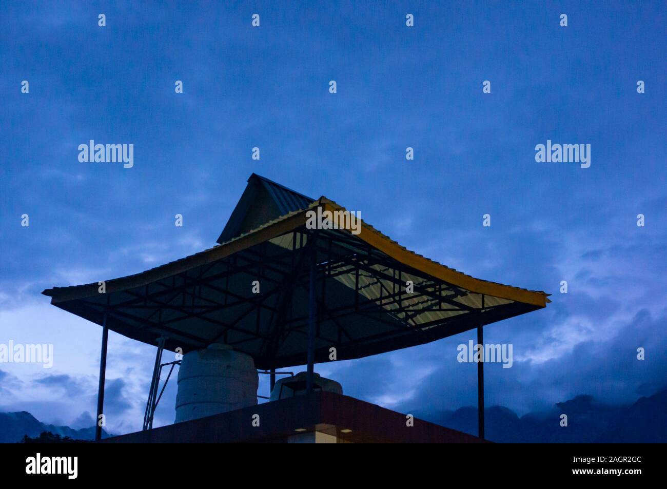 Canopy covering the water storage tanks at a hill station to avoid it ...