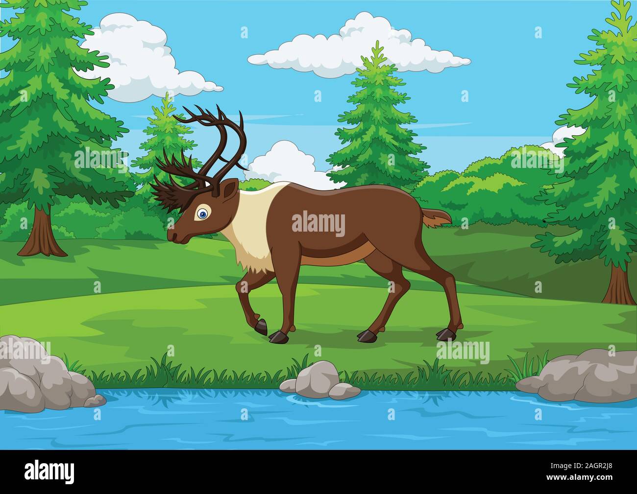 Cartoon elk in the forest Stock Vector Image & Art - Alamy