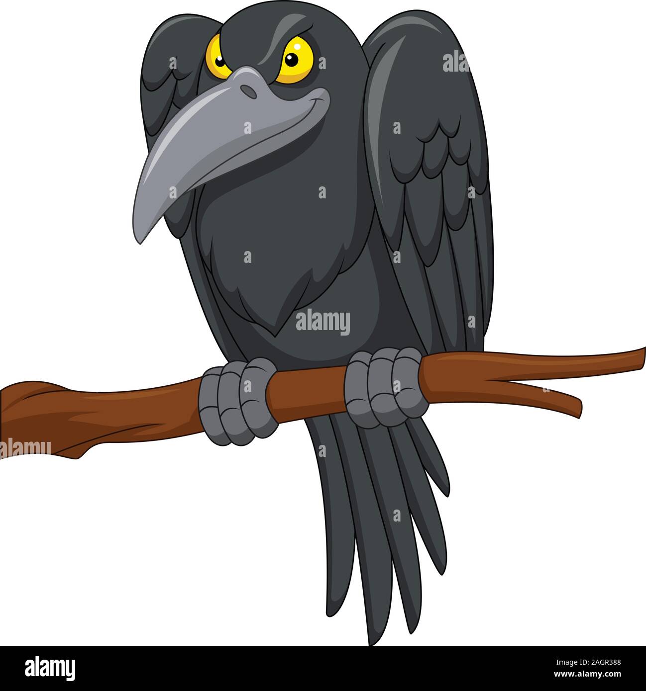 Cartoon Crow On A Tree Branch Stock Vector Image And Art Alamy