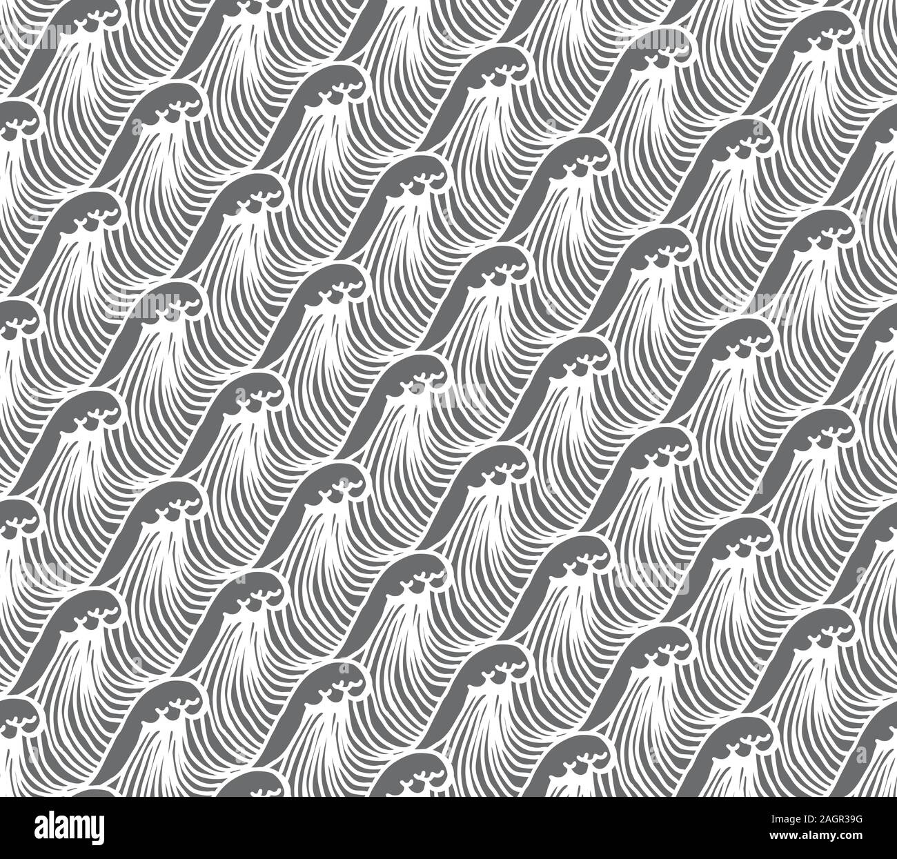 Hokusai Japanese wave seamless repeat pattern background Stock Photo ...