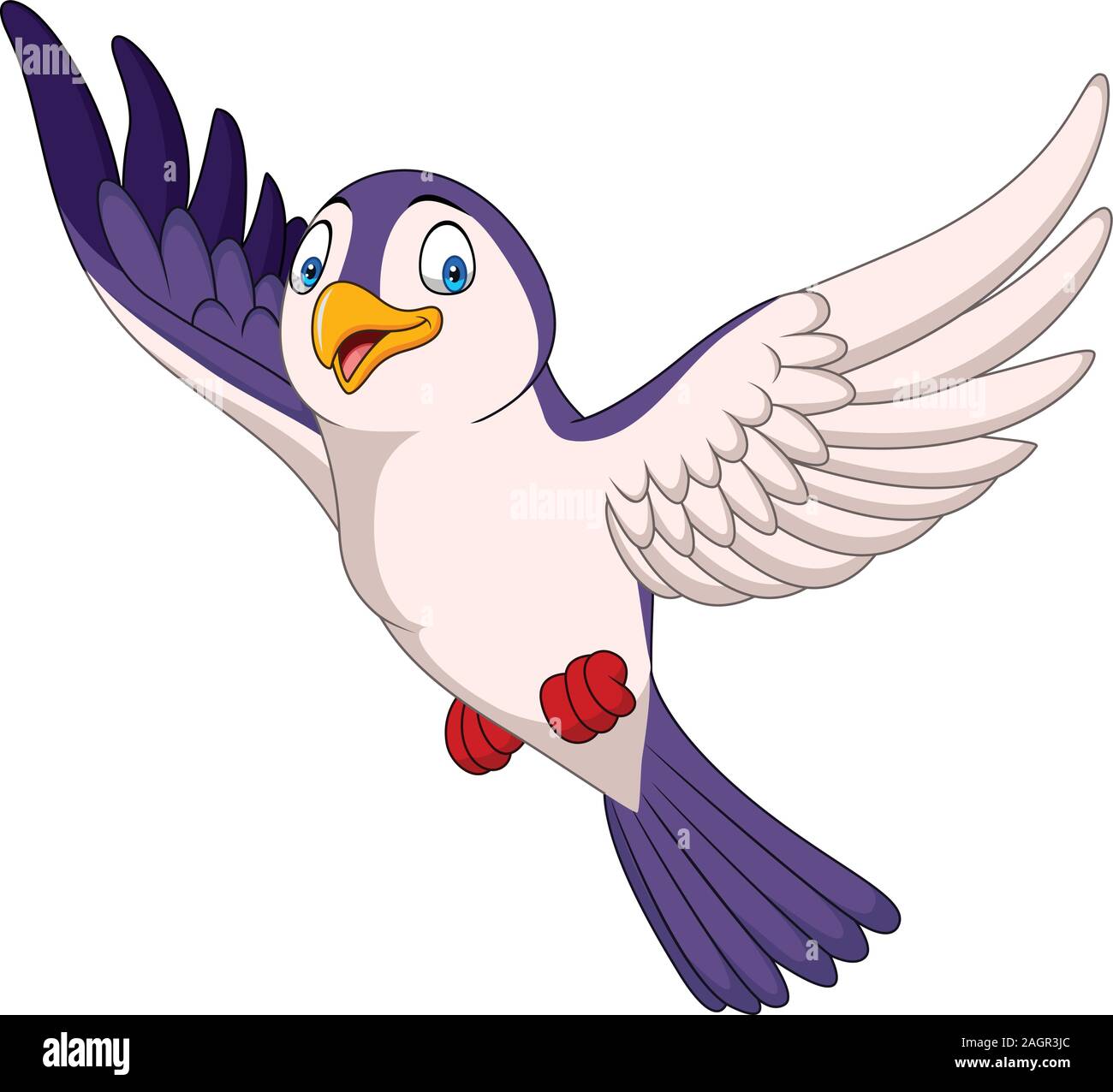 Cartoon bird flying isolated on white background Stock Vector Image ...