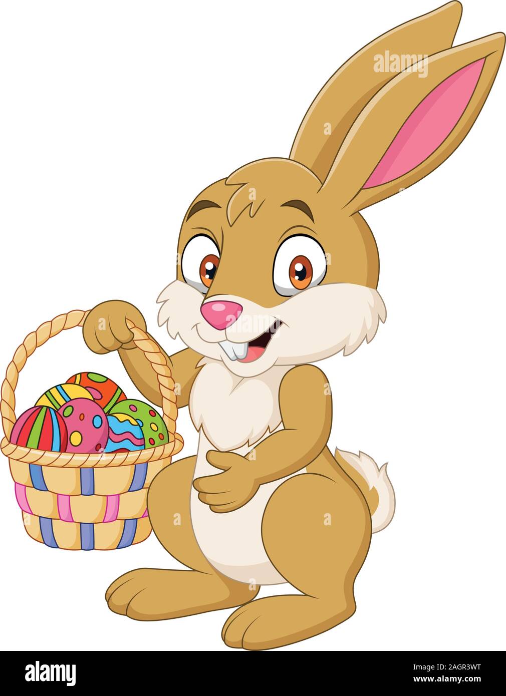 Cartoon rabbit holding an Easter basket Stock Vector Image & Art - Alamy