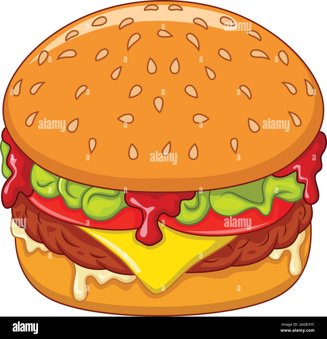 Cartoon burger isolated on white background Stock Vector Image & Art ...