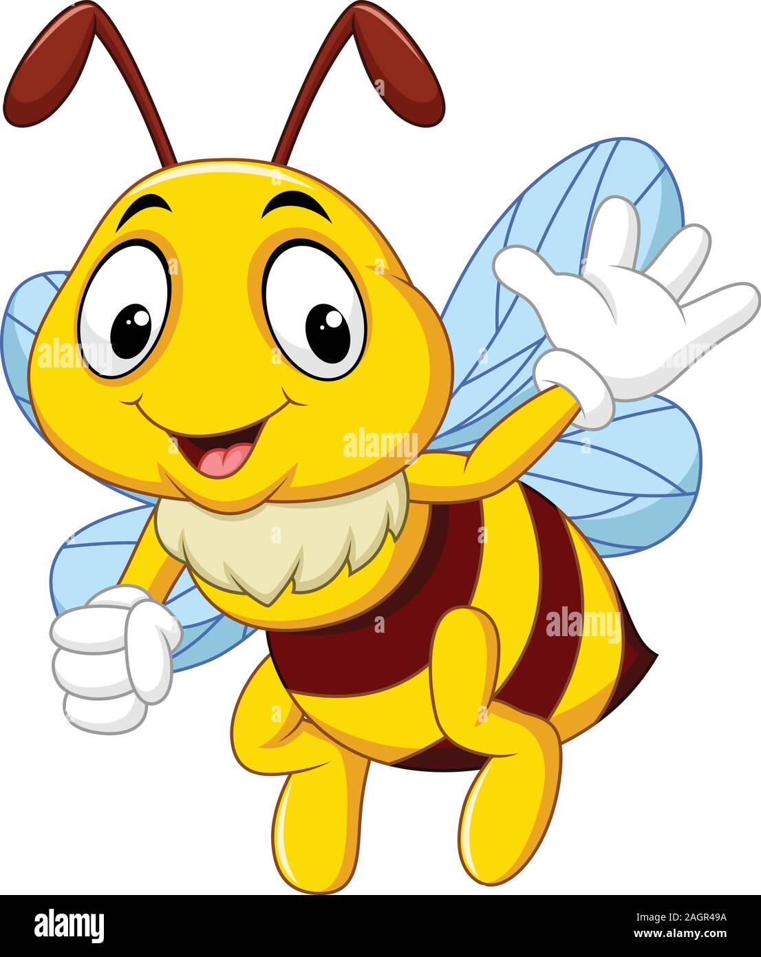 Cartoon happy bee waving hand Stock Vector Image & Art - Alamy
