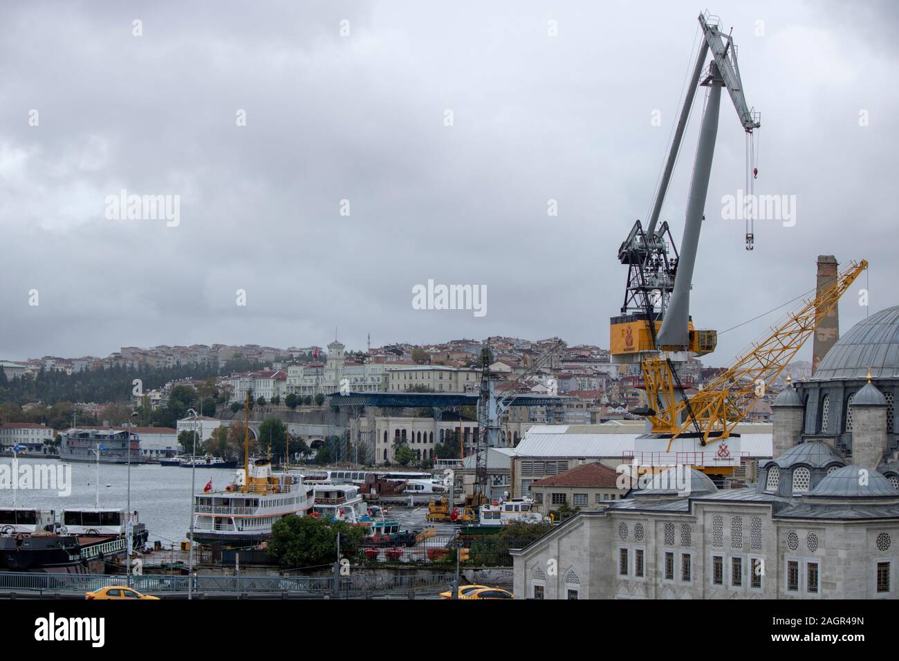 Istanbul, Turkey - October-5.2019: View from the historic Golden Horn ...