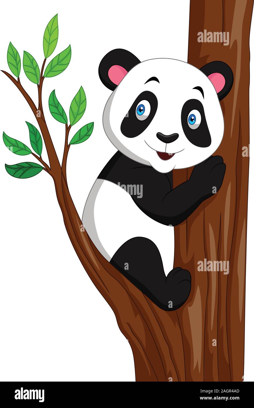 Cartoon panda climbing a tree Stock Vector Image & Art - Alamy
